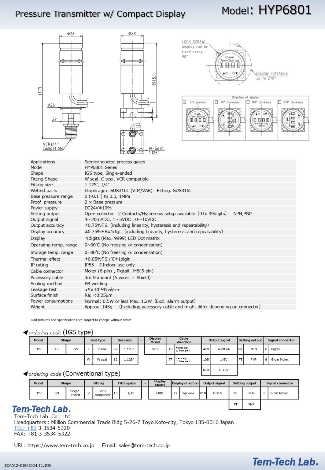 HYPFI-6800 Fluid Sensor | TEMC INC
